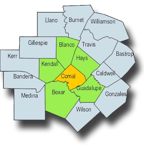 Counties Surrounding Comal - Comal County Genealogy Society